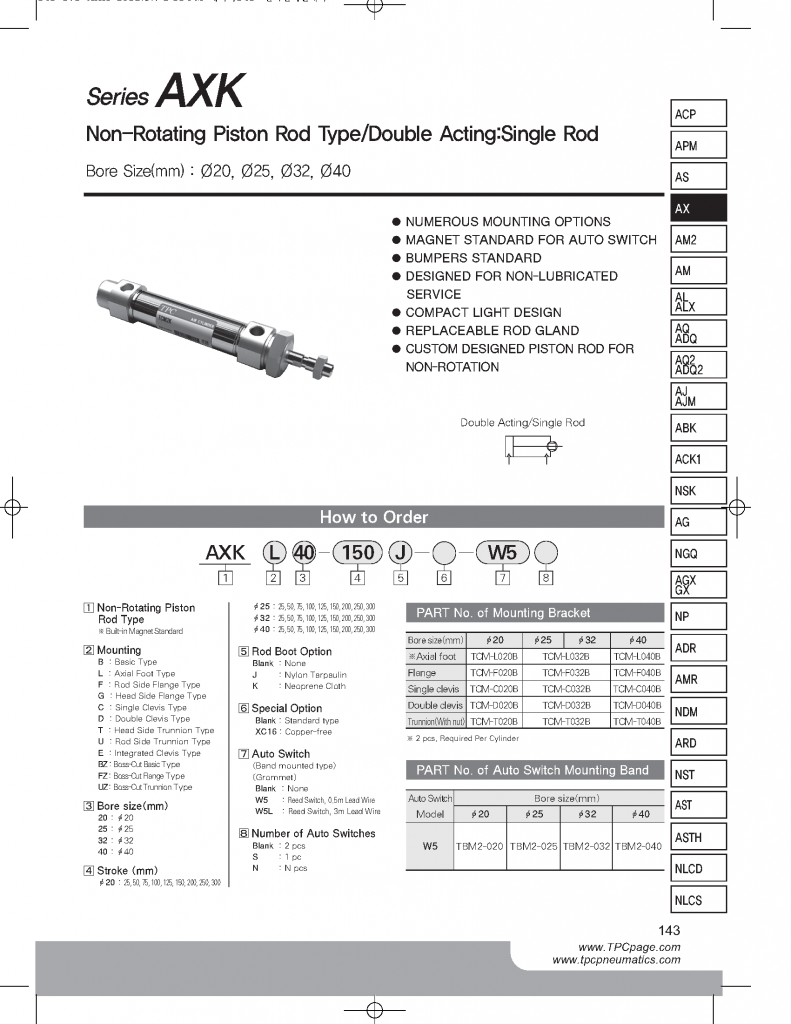 thiết bị khí nén TPC AXKB25-75-W5, AXKB25-100-W5