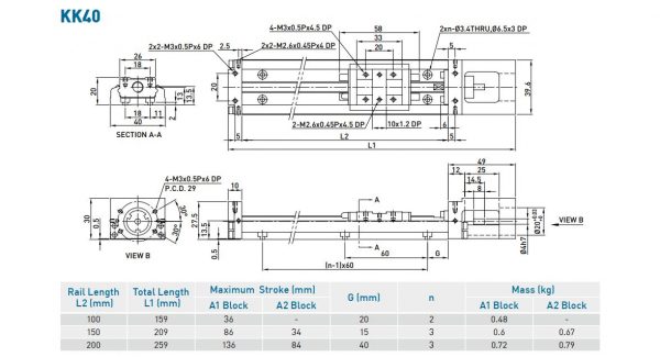 BÀN TRƯỢT VÍT ME KK40 HIWIN - Thiết bị cơ khí chế tạo máy